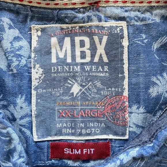 MBX Denim Wear | Shirts | Mbx Denim Wear Shirt Sz Xxl Slim Fit Mens ...